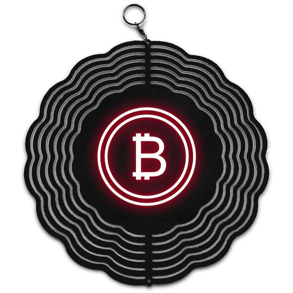Design | Neon Red Btc Digital Currency Logo Design Wind Spinner | Poshmark